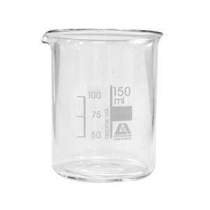 BEAKER 150ML LOW FORM GRAD W/SPOUT BORO GLASS EA