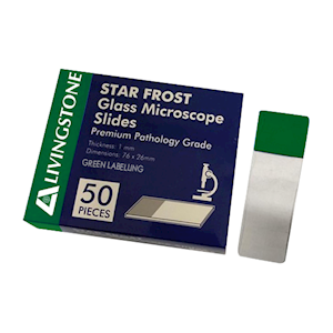 GLASS SLIDE 76X26MM W/GREEN PANEL GRND EDGES 50/PK