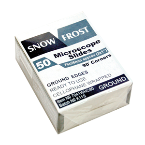 SNOW FROST WHITE FROSTED GLASS SLIDE GROUND EDGES 90deg 50/PK