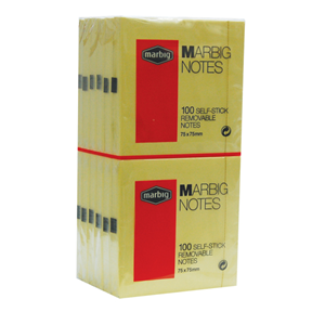 REPOSITIONABLE/STICKY NOTES 75 X 5MM YELLOW 100SHEETS 12/PK