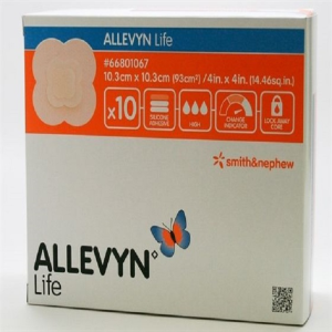 ALLEVYN LIFE ADHESIVE FOAM DRESSING SML 10.3X10.3CM 10/BOX