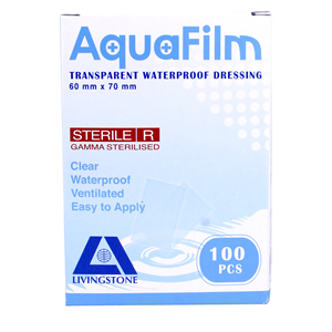 AQUA-LIV TRANSPARENT FILM DRESSING, 6 X 7CM, W/O PAD 100/BOX