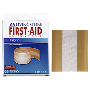 Adhesive Fabric Roll with Pad 8cm x 1m | Latex-Free & Sterile