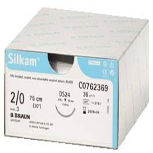 SILKAM SILK SUTURE 2-0 30" 3/8 REV CUT 24MM NEEDLE 36/BOX