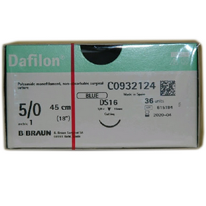 DAFILON SUTURE 5-0 18" 3/8 REV CUT NDL 16MM NDL BLUE 36/BOX