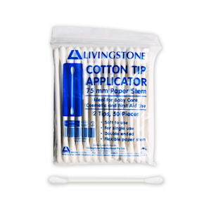 LIV COTTON TIP APPLICATOR DOUBLE TIP PAPER STEM 7.5CM, 50/PK