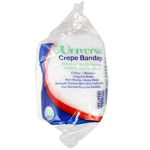 UNIV CREPE BNDAGE, 5CMX2.3M UNSTRETCHED,4.5M STRETCHED,LOOSE