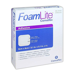 CONVATEC FOAM LITE ADHESIVE DRESSING, 8CM X 8CM, 10/BOX
