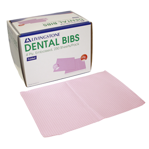 LIV DENTAL BIB FOLDED 4PLY 20X28CM SML PINK 250/BX 1000/CTN