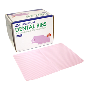 LIV DENTAL BIB FOLDED 4PLY 31X50CM LARGE PINK 250/BOX