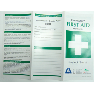 EMERGENCY FIRST AID INFO PAMPHLET EACH - Livingstone IT