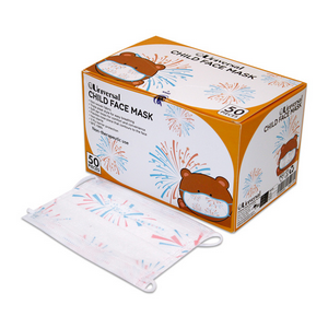 UNIV CHILD FACE MASK LEVEL 2 EARLOOP 3PLY LTXFREE 50/BX