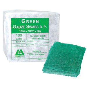 LIVGAUZE SWBS 8PLY 10X10CM 100pctCTTN NONSTRILE GRN 100PCS/PCK