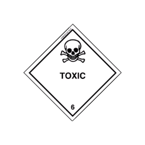 STICKER 6' TOXIC SIGN, 100X100MM, ADHESIVE, VINYL, 6/PK