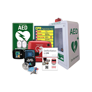 HEARTSTART FRX DEFIBRILLATOR PACKAGE & AED WHITE CABINET