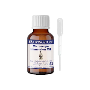 MICROSCOPE IMMERSION OIL 25ML,W/ FREE DROPPER EACH