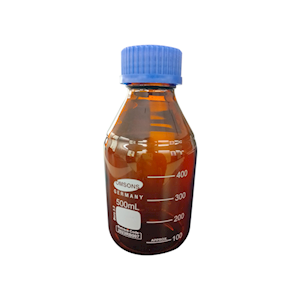 REAGENT BOTTLE 500ML AMBER BOROSILICATE GLASS EU EACH