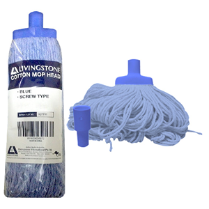 LIVINGSTONE COTTON MOP HEAD 500G 22MM SCREW TYPE BLUE EACH