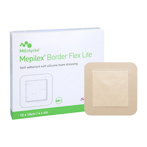 MEPILEX BORDER LITE SILICONE FOAM DRESSING, 10 X 10CM, 5/BOX