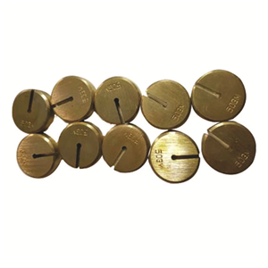 Slotted Mass Weight, Brass, 50 Grams, 3mm Core Diameter, 10 Per Pack