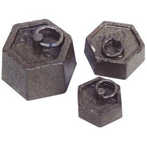 MASS, CAST IRON, 100G, HEXAGONAL, WITH RING, EACH
