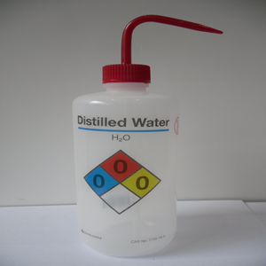 WASH BOTTLE, 500ML, LABELLED DISTILLED WATER, LDPE, EACH