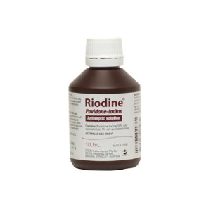 RIODINE 10pct POVIDONE IODINE ANTISEPTIC SOLUTION, 100ML 20/BX