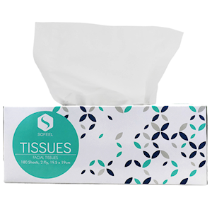 SOFEEL EXEC FACIAL TISSUES, 2-PLY 19.5X19CM WHITE 36 BXS/CTN