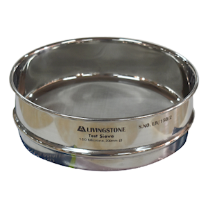 SIEVE, 150 MICRONS, 200MM DIA, 50MM HEIGHT, SS, CERT, EA