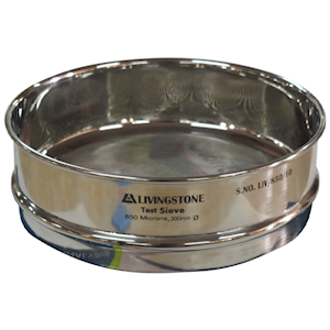SIEVE, 850 MICRONS, 200MM DIA, 50MM HEIGHT, SS, CERT, EA