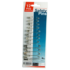 Livingstone Safety Pins Set - 12 Pins in 4 Sizes