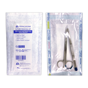 LIV DRESSING SCISSORS & TWEEZER FORCEPS, STERILE, SS, POUCH