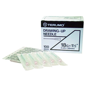 TERUMO DRAWING UP NEEDLE 18GX1.5IN 38MM 100/BOX