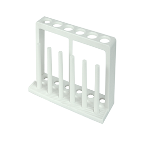 TEST TUBE RACK STAND PP 19MM TUBES 6 HOLES W/ PEGS WHITE EA